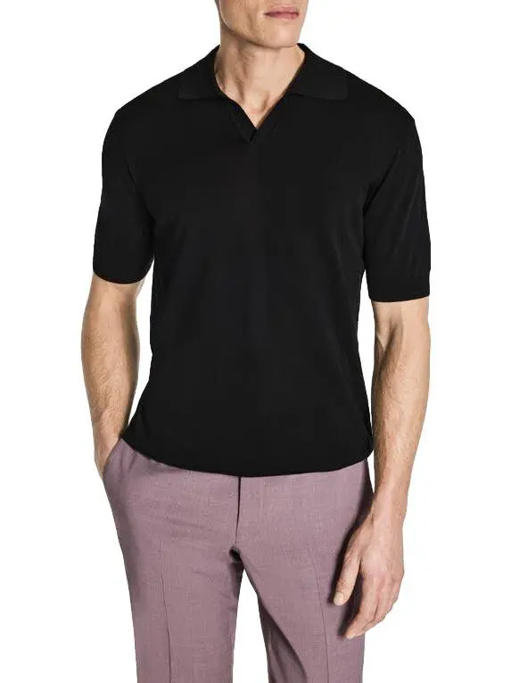 JACK VICTOR Johnny Collar Polo - Black