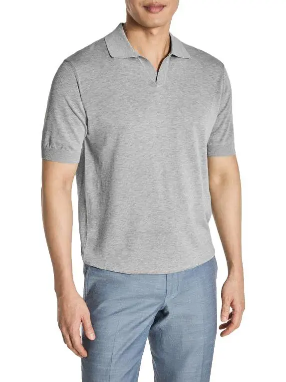 JACK VICTOR Johnny Collar Polo - Light Grey