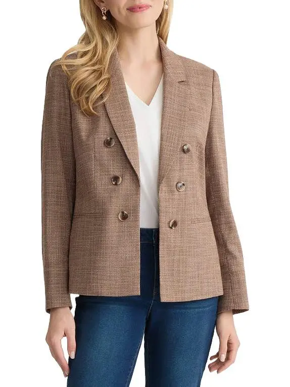 Jones New York Faux Double Breasted Blazer - Fudge Multi