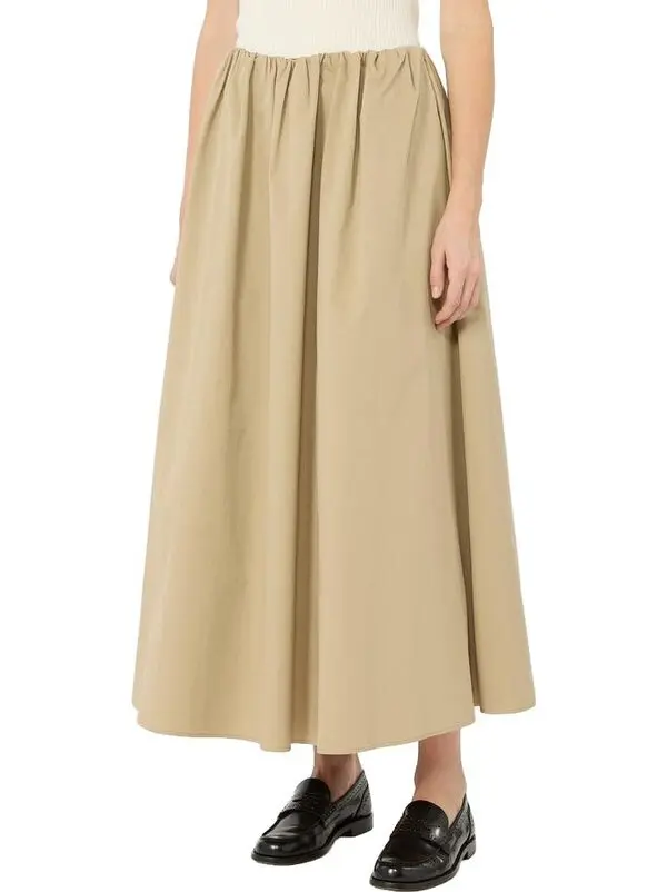 Max Mara Cotton Gathered Ankle Length Skirt - Beige