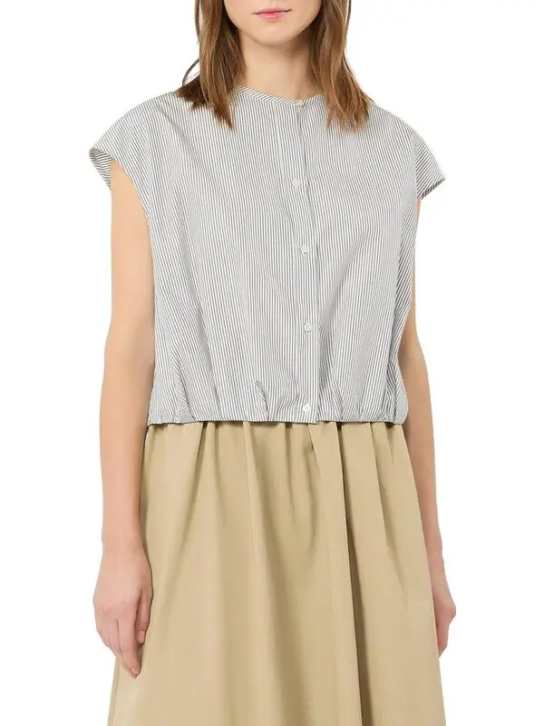 Max Mara Gelatina Striped Poplin Top - Navy