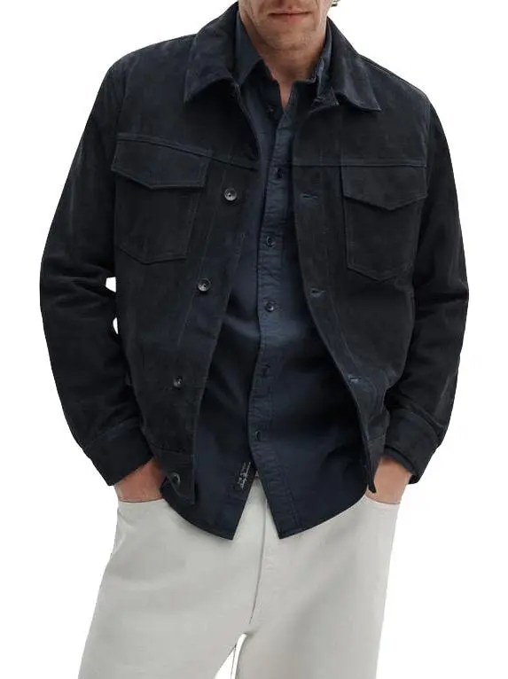 Rag & Bone Suede Trucker Jacket - Navy