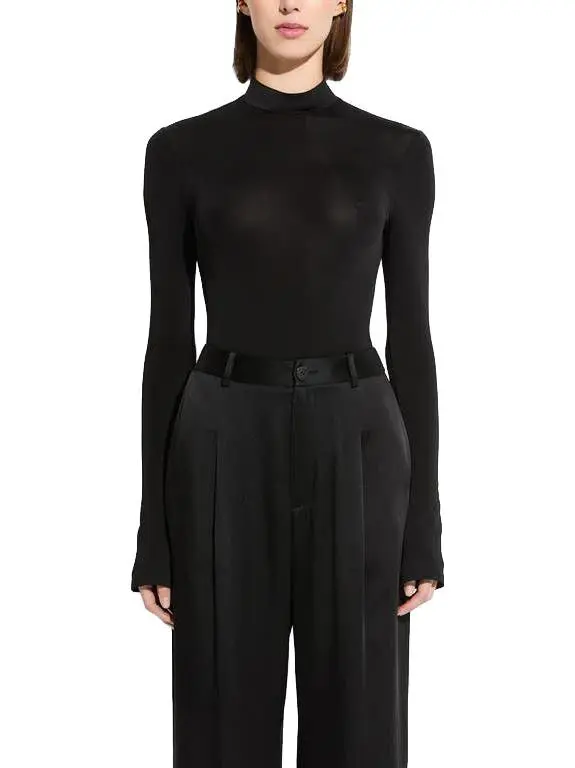 Lapointe Jersey Mock Neck Bodysuit - Black