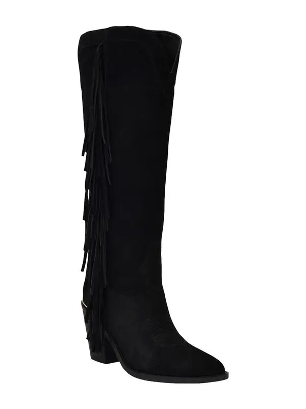 Guess Sashlee Pointed Toe Western Boots - Black