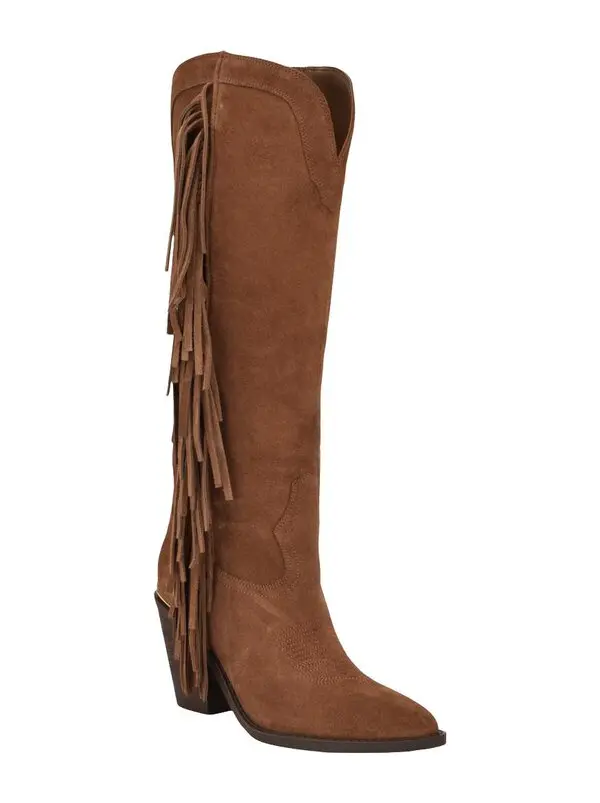Guess Sashlee Pointed Toe Western Boots - Brown