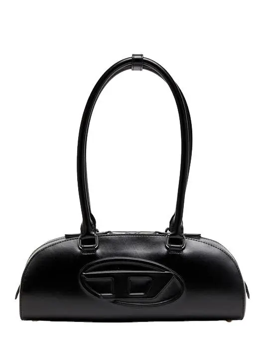 DIESEL® 1dr 2.0 Dome East/west Leather Shoulder Bag - Black