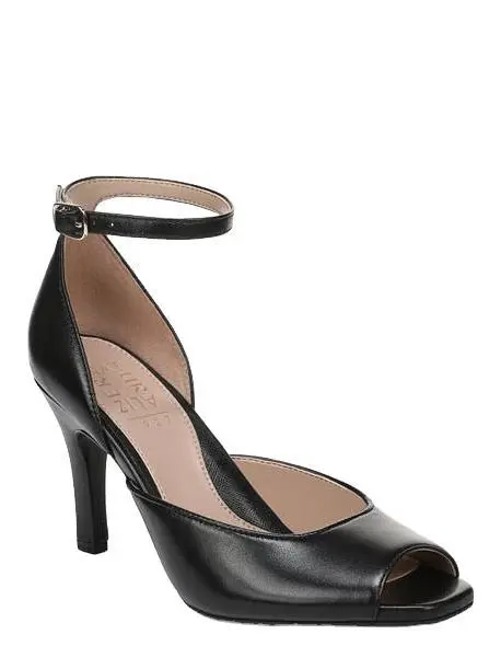Naturalizer Asha Peep Toe Ankle Strap Pumps - Black