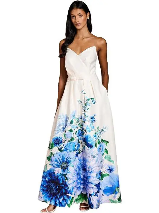 Coast Petite Floral Print Bandeau Maxi Dress - Blue