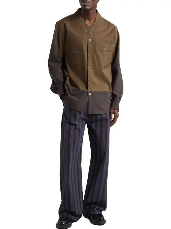 MAISON MARGIELA Colorblock Shirt Jacket - Deep Brown
