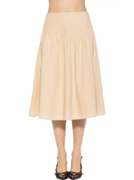 ALEXIA ADMOR Esme Pintuck Waist Full Poplin Midi Skirt - Beige