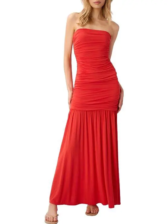 Cami Nyc Waverly Strapless Drop Waist Maxi Dress - Goji