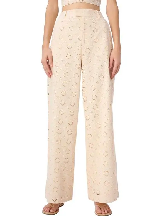 Cami Nyc Jordi Cotton Broderie Anglaise Wide Leg Trousers - Bone