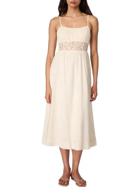 Cami Nyc Octavia Lace Inset Cotton Midi Dress - Bone