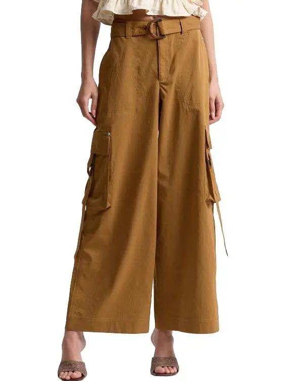 Avec Les Filles Belted Wide Leg Cargo Pants - Spice