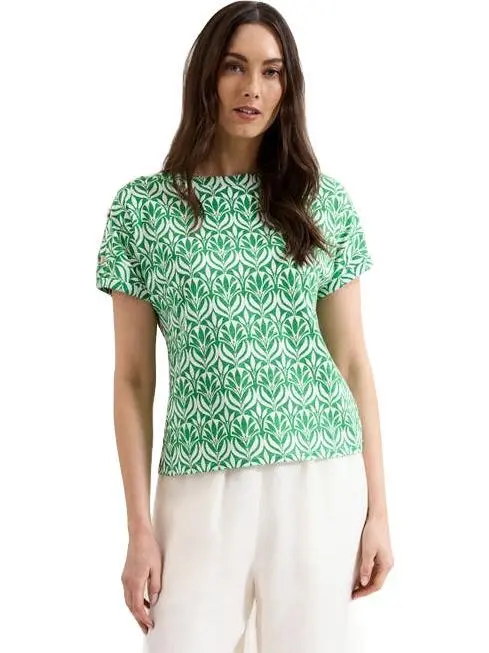 PHASE EIGHT Suzie Short Sleeve Boat Neck Top - Green