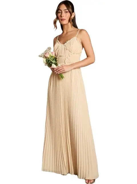 OASIS Chiffon Ruffle Strap Maxi Dress - Ivory