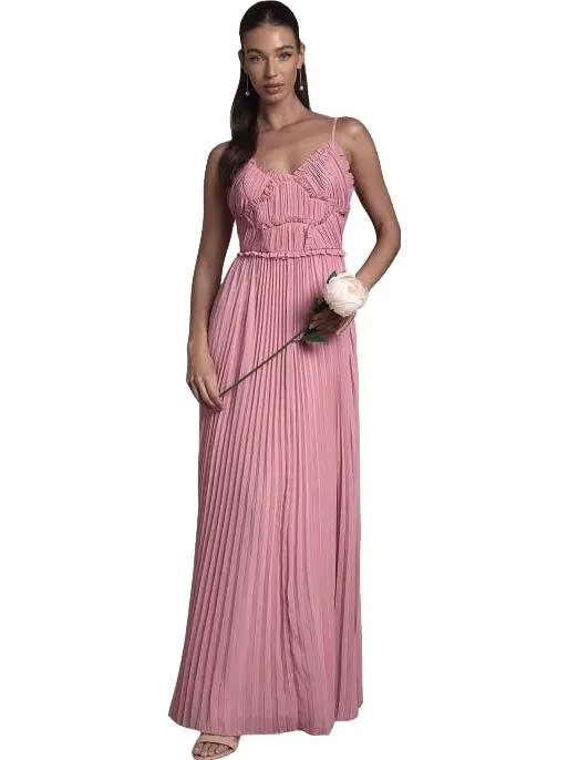 OASIS Chiffon Ruffle Strap Maxi Dress - Rose