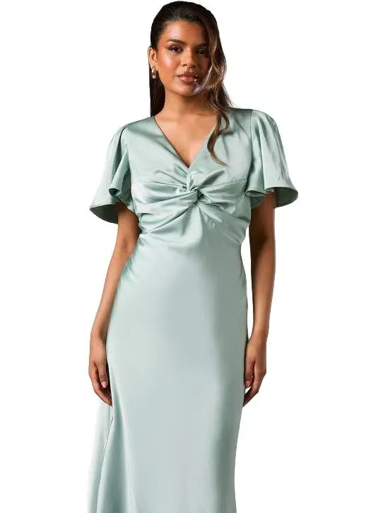 OASIS Angel Sleeve Midi Dress - Sage