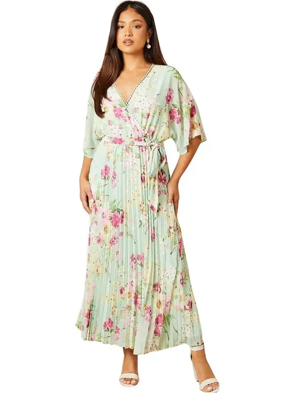 OASIS Petite Occasion Pleated Midi Dress - Sage