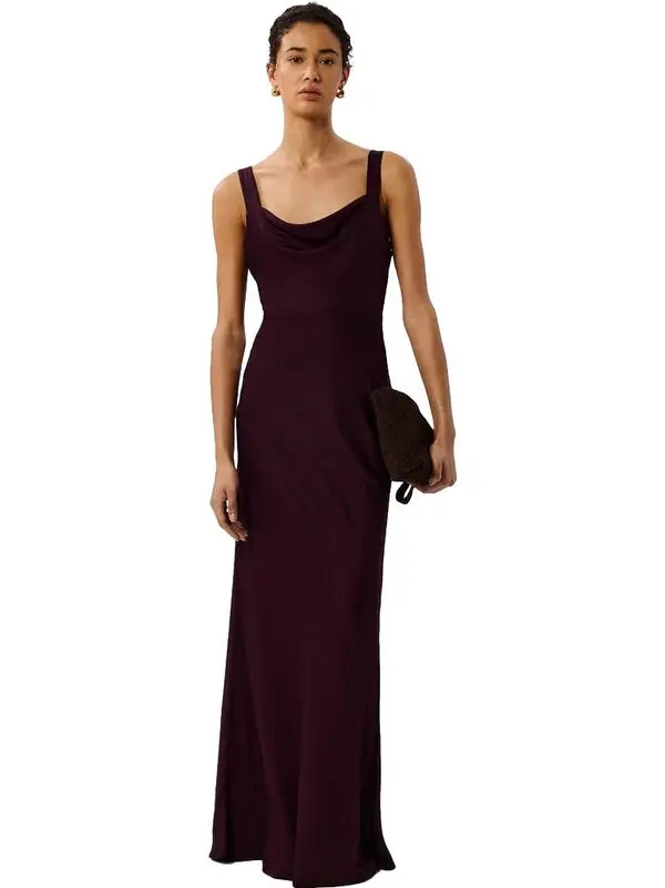 Whistles Thea Cowl Neck Maxi Dress - Chocolate