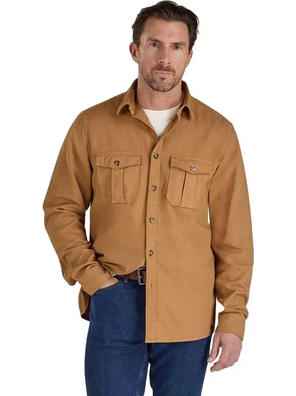 RAGING BULL Garment Dyed Canvas Shacket - Tan