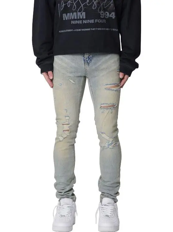 Mnml Shredded Skinny Denim Jeans - Blue