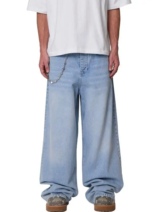 Mnml Baggy Washed Denim Jeans - Washed Blue