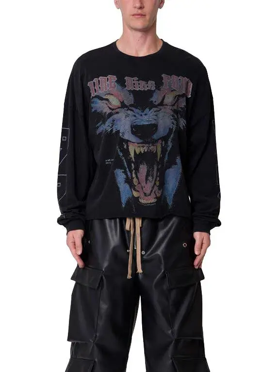 Mnml 994 Wolf Oversize Cotton Graphic T-shirt - Black