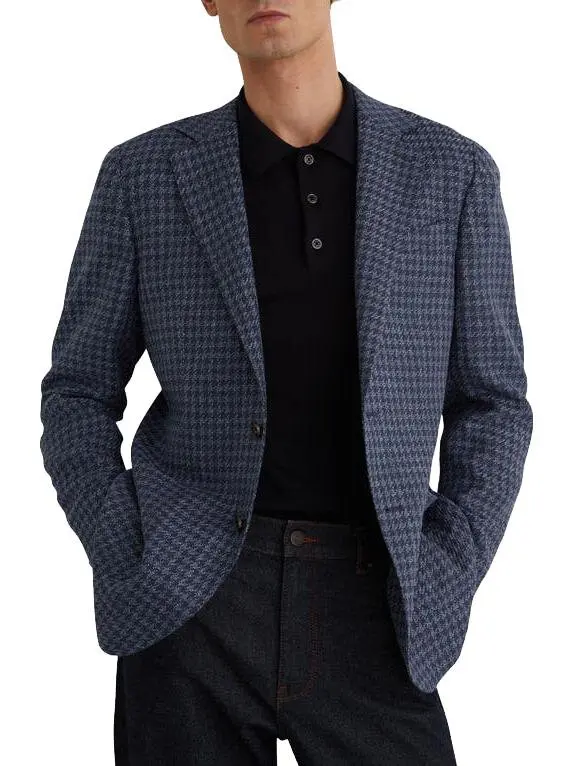 REISS Romana Houndstooth Check Sport Coat - Navy