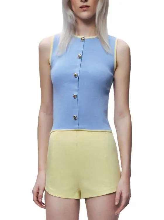 NOCTURNE Button-embellished Knit Top - Blue