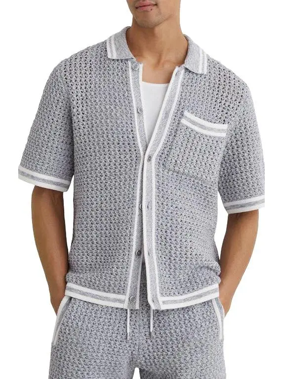 REISS Meadows Button Front Shirt - Soft Blue
