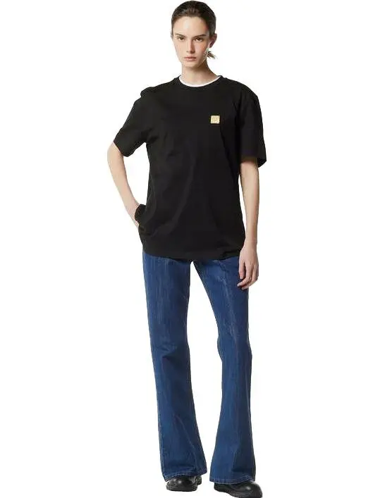 Mcm Logo Plate T-shirt In Organic Cotton - Black
