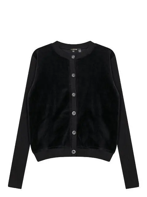 5 STARS Cotton Velour Cardigan - Black