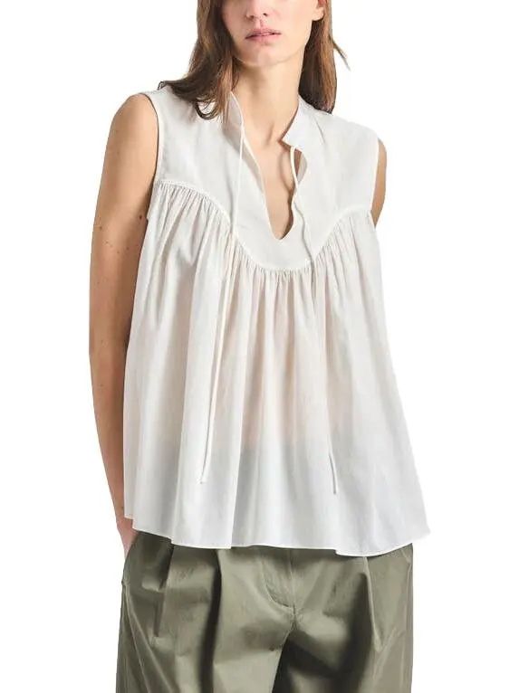 Derek Lam 10 Crosby Sleeveless Gathered Top - Marshmallow