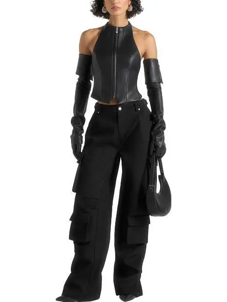 Manière De Voir Maniere De Voir Emilie High Waisted Utility Cargo Pants - Black