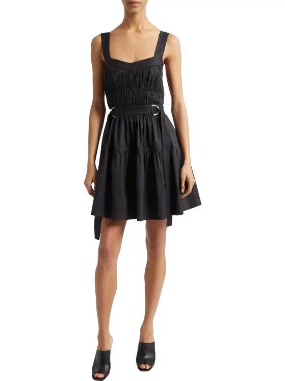 Derek Lam 10 Crosby Ivana Tiered Belted Mini Dress - Black