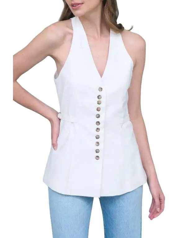 ZOE AND CLAIRE V-neck Vest - Ivory
