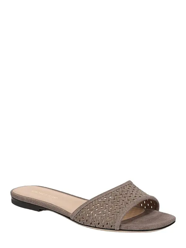 Veronica Beard Myla Perforated Slide Sandal - Bark