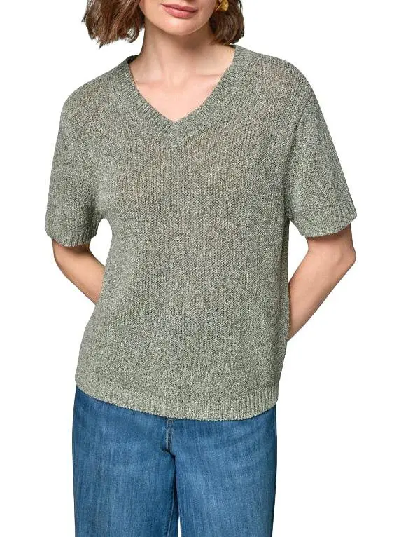 Donna Karan New York Cotton Blend V-neck Sweater - Verde Multi