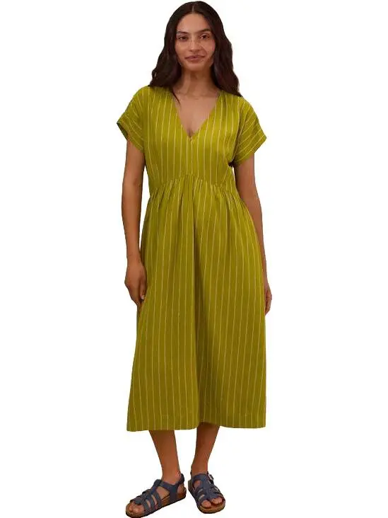 CELTIC & CO. V-neck Striped Midi Dress - Willow Stripe