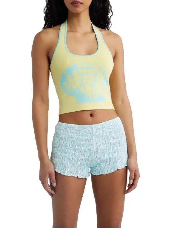 KULANI KINIS Shell Graphic Knit Halter Tank Top - Sunshell