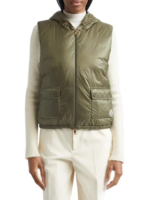Moncler Lansette Hooded Down Vest - Green
