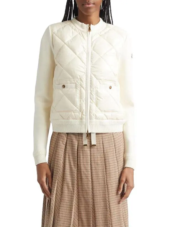 Moncler Quilted Front Cardigan - Cream