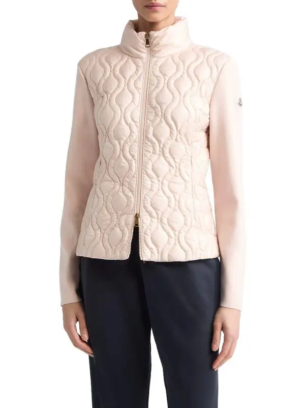 Moncler Mixed Media Down Cardigan - Pink