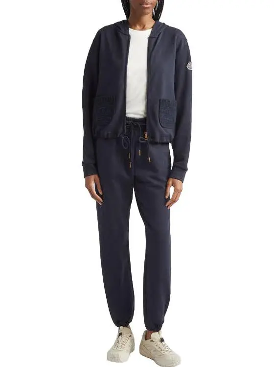 Moncler Mixed Media Zip Hoodie - Blue