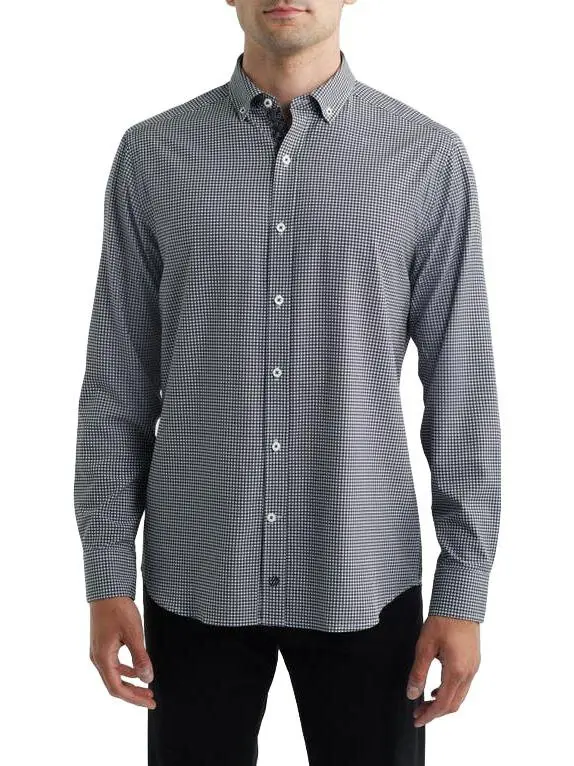 Johnston & Murphy Xc+™ Performance Game Day Gingham Button-up Shirt - Black