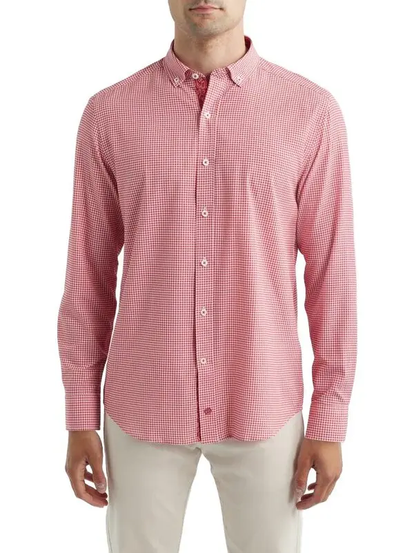 Johnston & Murphy Xc+™ Performance Game Day Gingham Button-up Shirt - Red