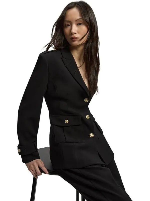 Karen Millen Military Single Breasted Blazer - Black