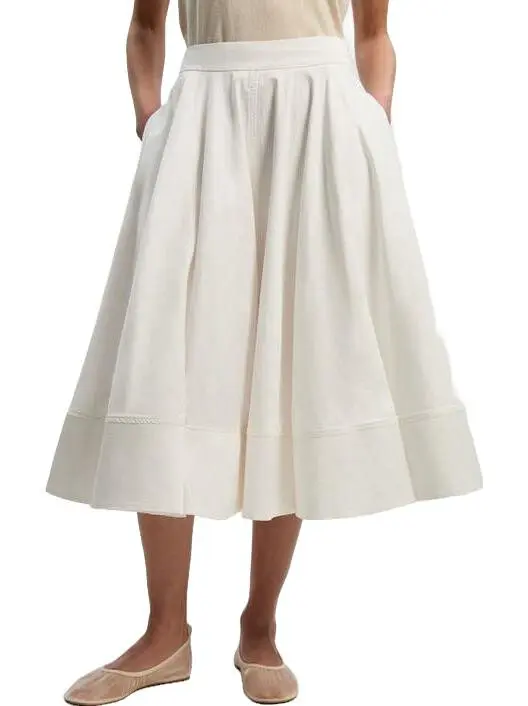 Karen Millen Cotton Tailored Midi Skirt - Ivory