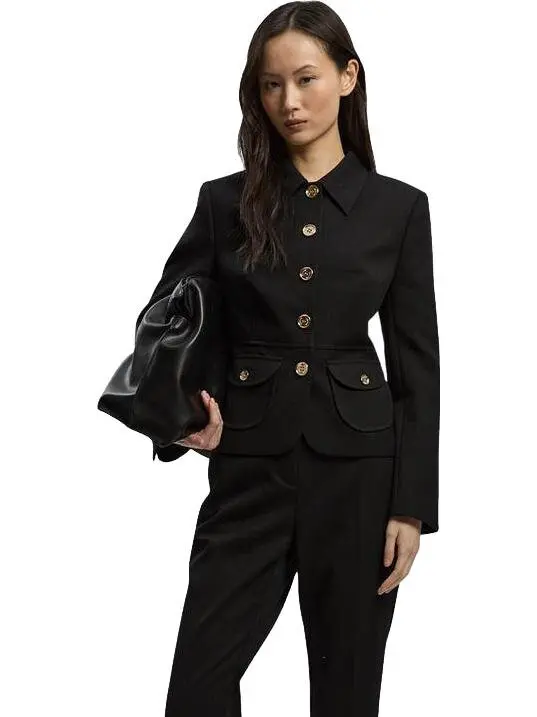 Karen Millen Petite Textured Tailored Jacket - Black